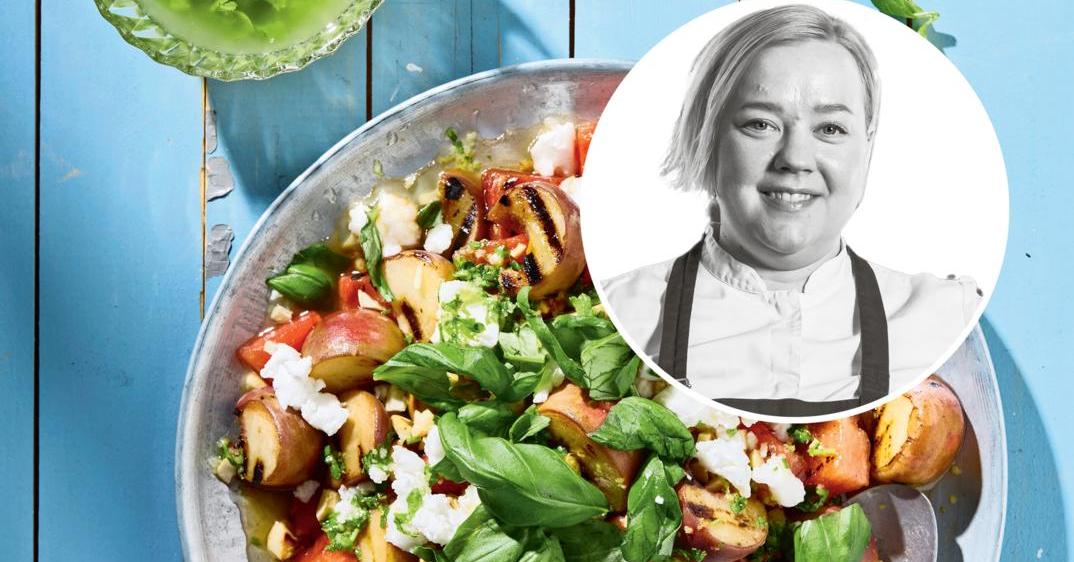 Eeva Hongiston grillattu vesimeloni-persikkasalaatti – ohje! | Maku